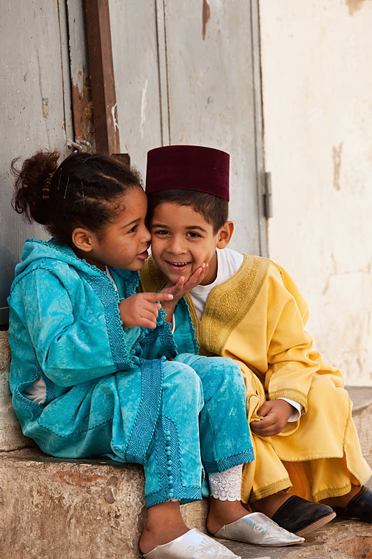 Children dressed for the L Aid Es Seghir or L Aid El Fitr Fez Morocco